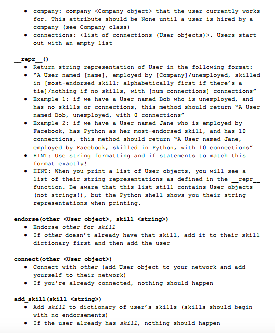 Create A Class Called User That Has The Following 