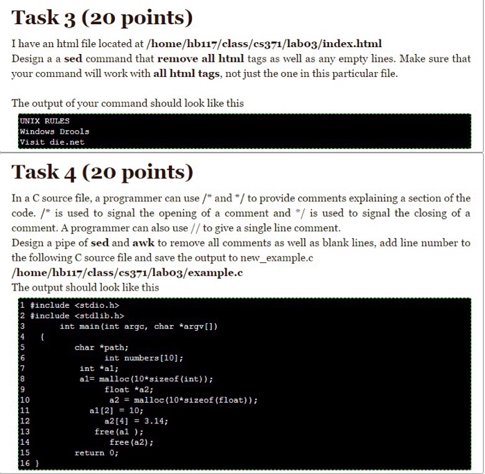 Solved CS 371 and NET 371 - UNIX - Lab;3 Summary In this | Chegg.com