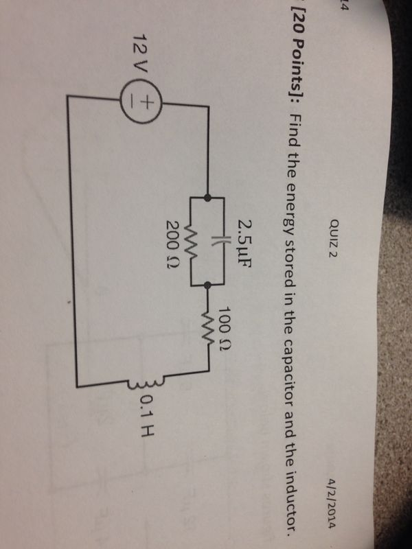 Solved Find the energy stored in the capacitor and the | Chegg.com