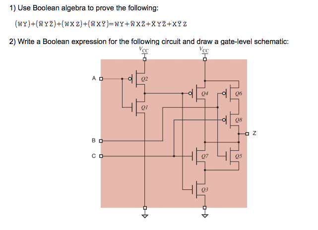Solved 1) Use Boolean algebra to prove the following 2) | Chegg.com