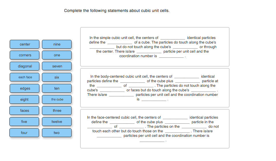 Solved Complete the following statements about cubic unit | Chegg.com