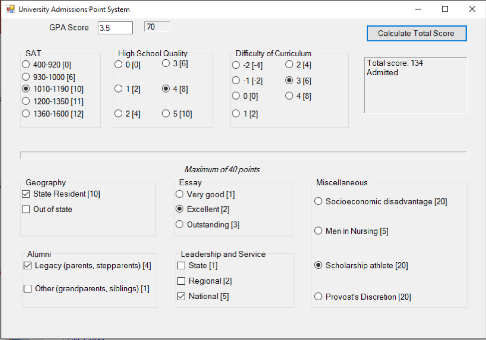 VISUAL BASIC Programing: Program 3. College Admission | Chegg.com