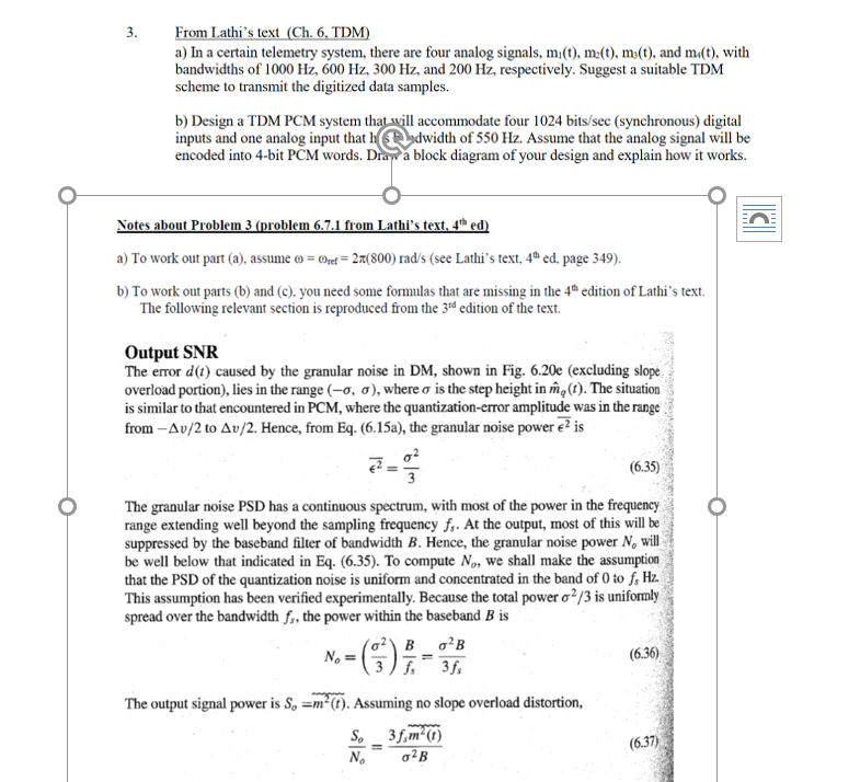 Solved a) In a certain telemetry system, there are four | Chegg.com