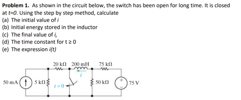 Solved Problem 1. As shown in the circuit below, the switch | Chegg.com