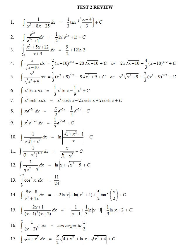 Solved show work on how to find any of these integrals. Any | Chegg.com