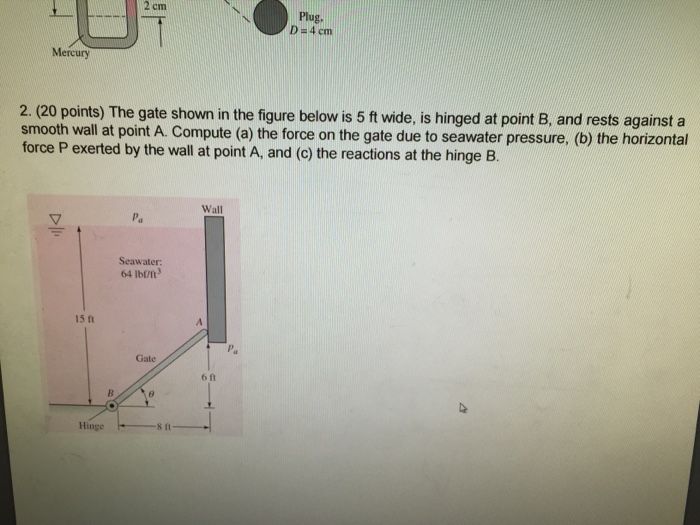 Solved The gate shown in the figure below is 5 ft wide, is | Chegg.com