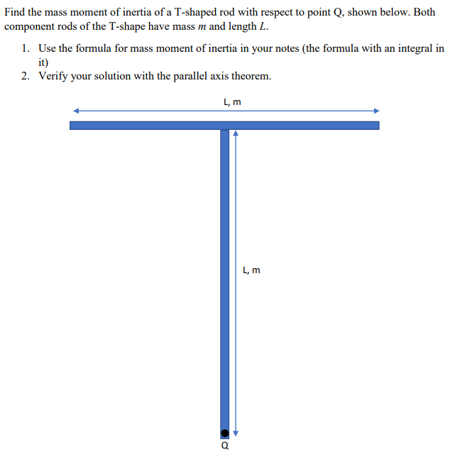 Solved Find the mass moment of inertia of a T-shaped rod | Chegg.com