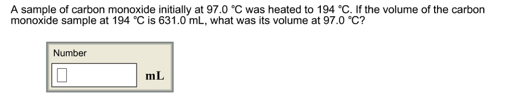 Solved A sample of carbon monoxide initially at 97.0 Degree | Chegg.com