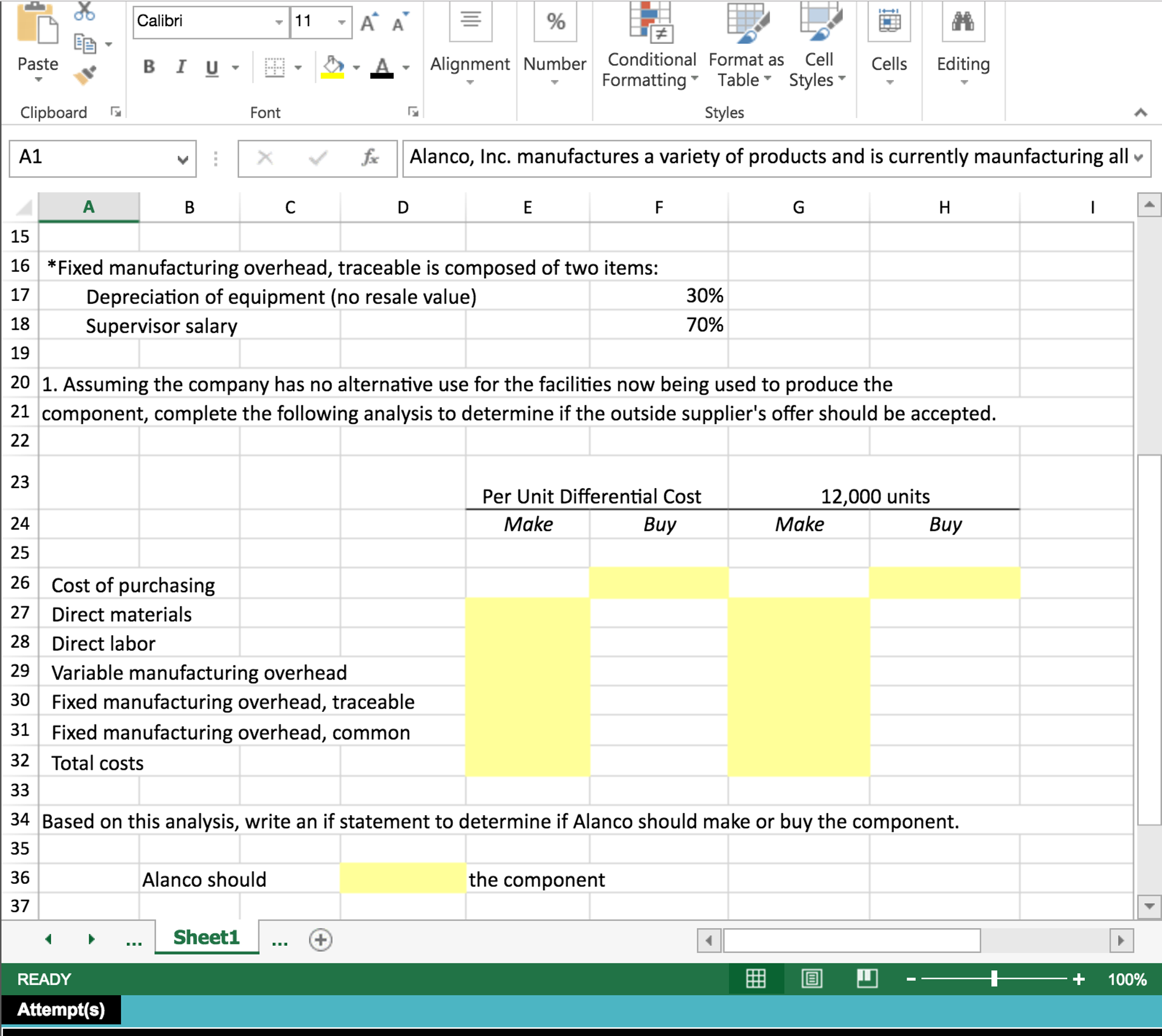 Solved Please enter these as formulas in excel. Anything | Chegg.com