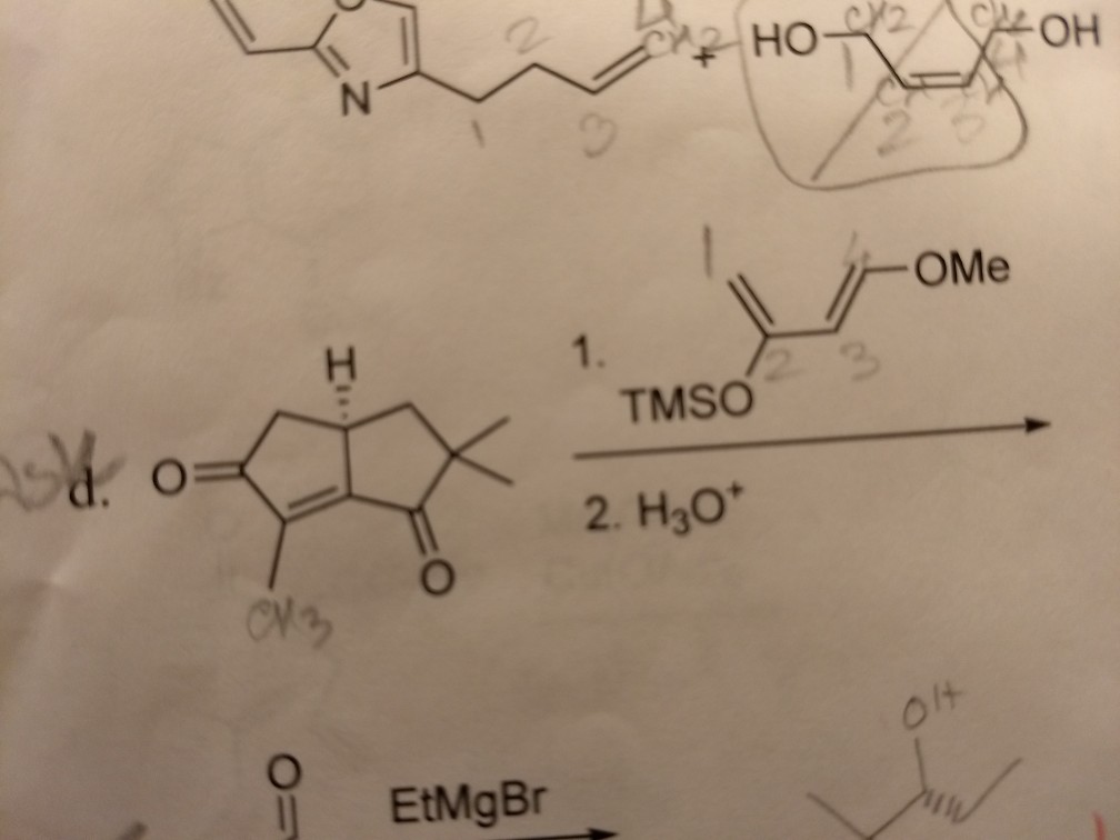 Solved 1OMe 1. TMSO 2. H30 lt ) EtMgBr | Chegg.com