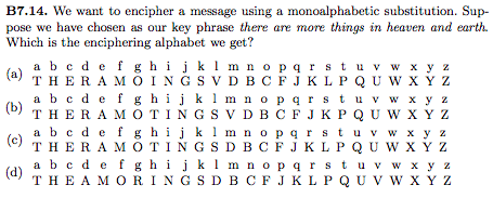 Solved B7.14. We want to encipher a message using a | Chegg.com