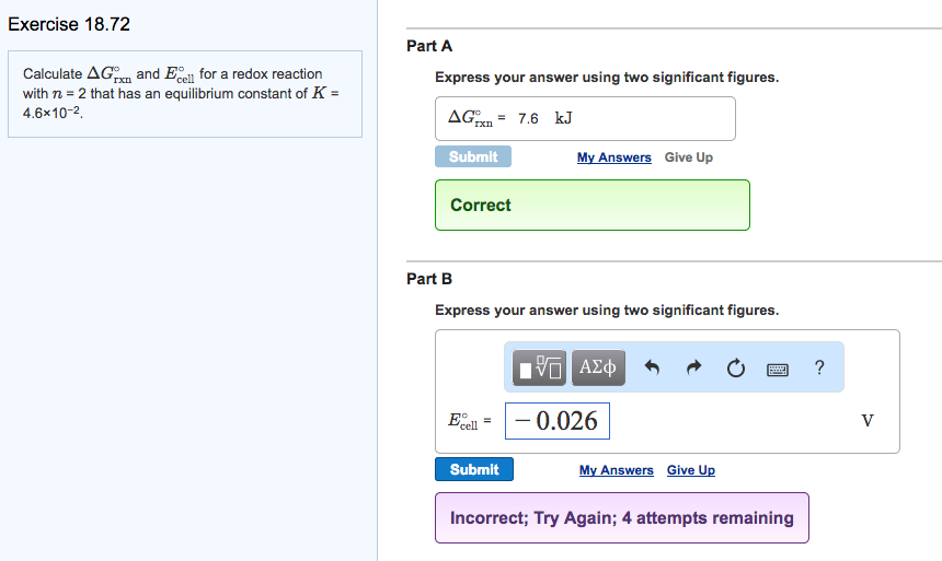 Solved Calculate Delta G degree _rxn and E degree _cell for | Chegg.com