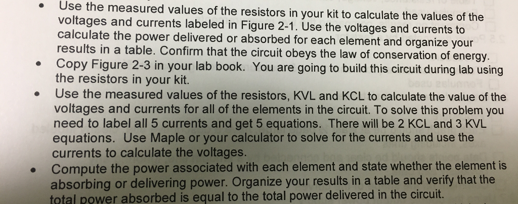 Solved Use the measured values of the resistors in your kit | Chegg.com