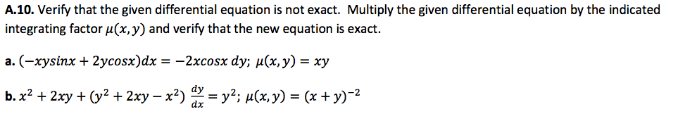 Solved Verify that the given differential equation is not | Chegg.com