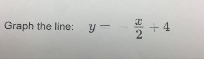 Solved Graph the line: y = - x/2 + 4 | Chegg.com Solved Graph the line: y = - x/2 + 4 | Chegg.com
