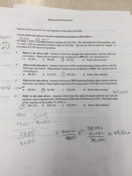 Solved Depreciation Exercise 45, 600 Indicate the best | Chegg.com
