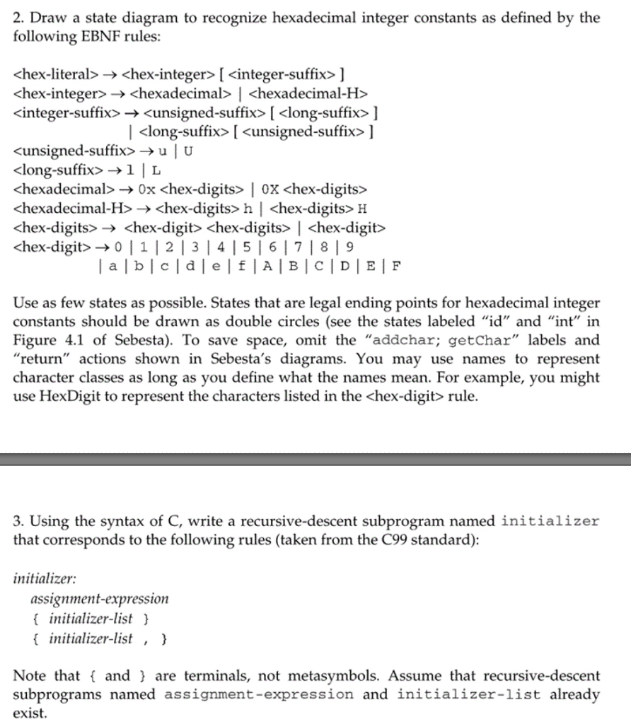 Solved Draw a state diagram to recognize hexadecimal integer | Chegg.com