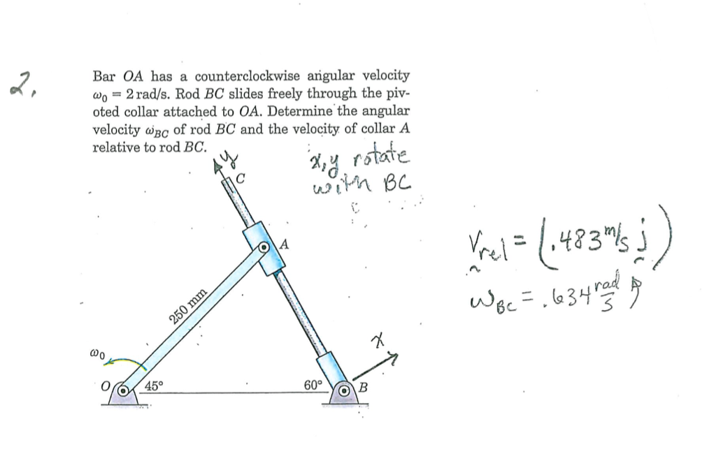 Solved Bar OA has a counterclockwise angular velocity | Chegg.com