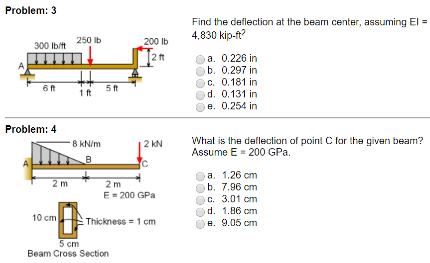Solved Problem: 3 Find the deflection at the beam center, | Chegg.com