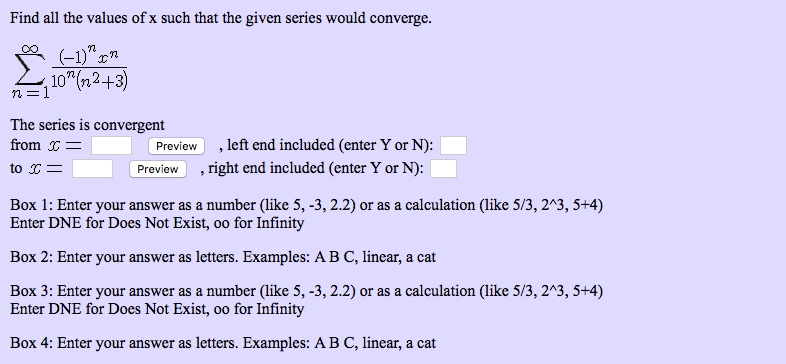 Solved Find all the values of x such that the given series | Chegg.com