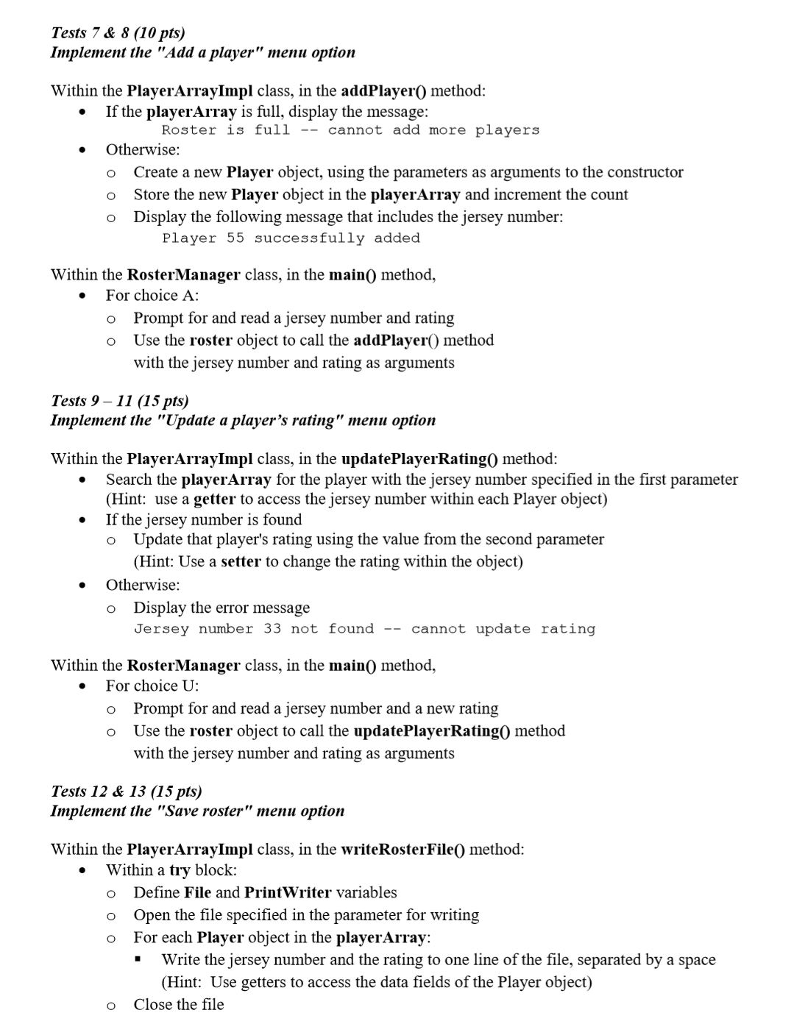 ...Player.java... /** * Class Player defines | Chegg.com