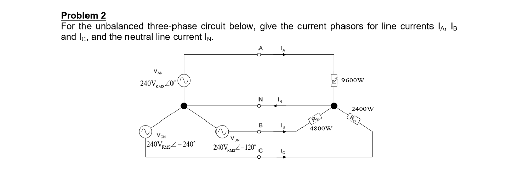 Solved For the unbalanced three-phase circuit below, give | Chegg.com