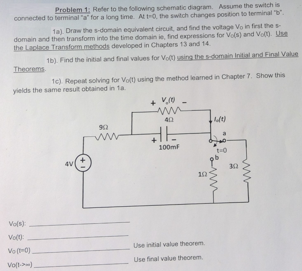 Solved Problem 1: Refer to the following schematic diagram. | Chegg.com