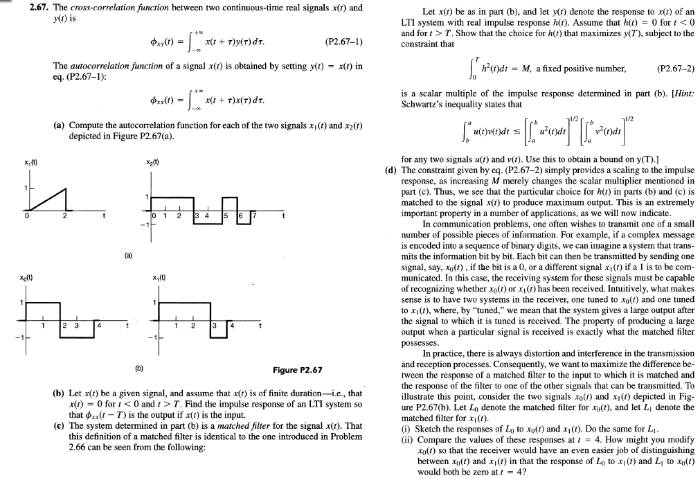 Solved The Cross Correlation Function Between Two