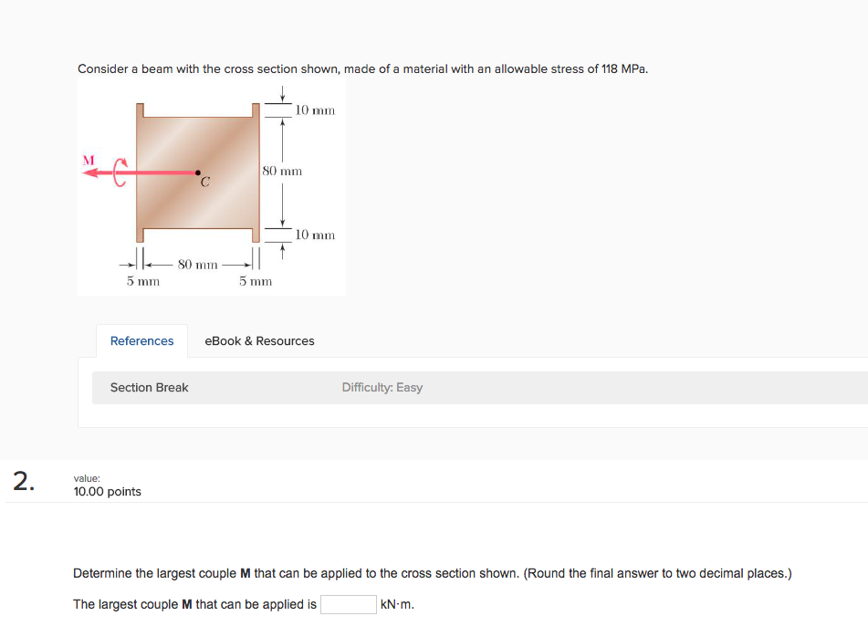 Solved Consider a beam with the cross section shown, made of | Chegg.com