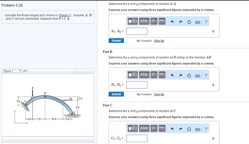 Solved Consider the three-hinged arch shown in (Figure 1). | Chegg.com