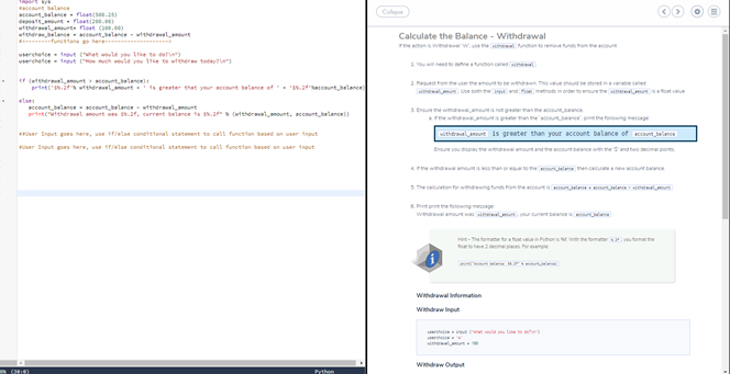 Solved Calculate the Balance - Withdrawal If the action | Chegg.com