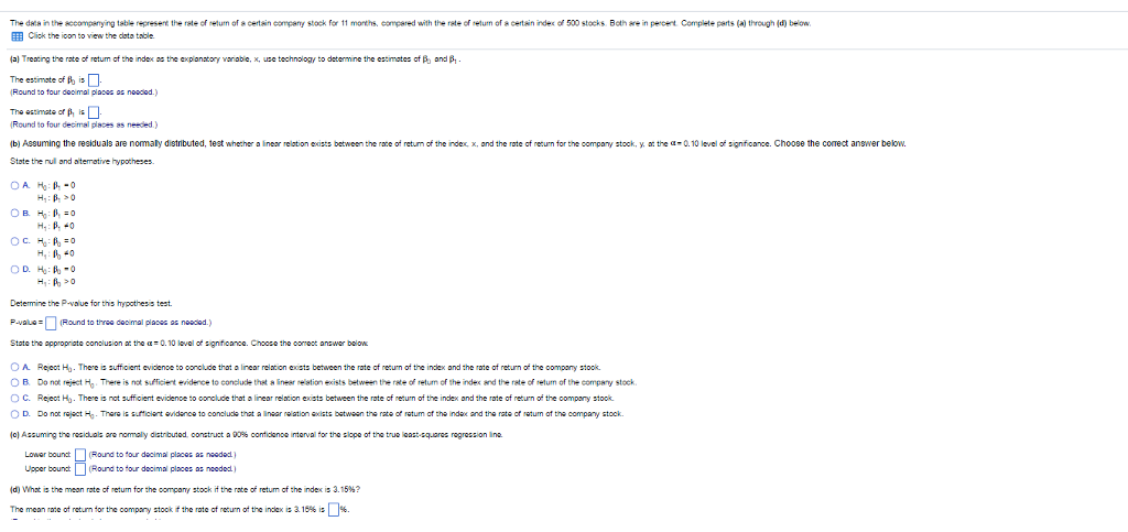 Solved The data in the accompanying table represent the | Chegg.com