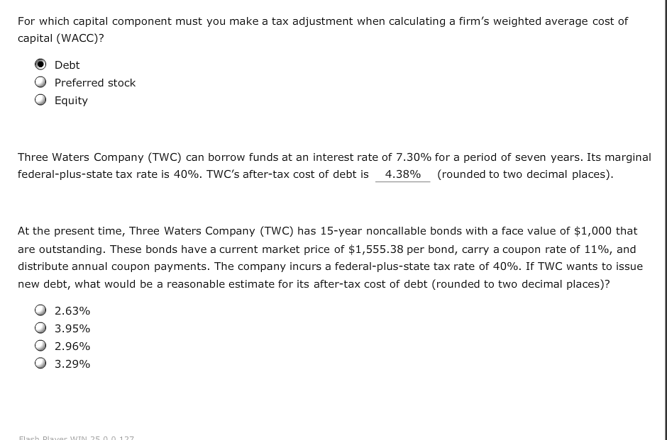 Solved For which capital component must you make a tax | Chegg.com