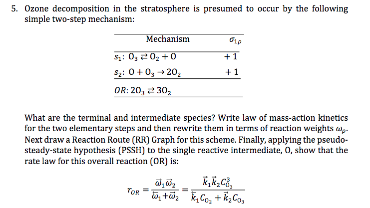Solved 5. Ozone decomposition in the stratosphere is | Chegg.com