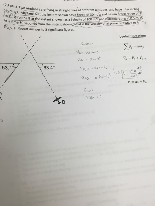 Solved Two airplanes are flying in straight lines at | Chegg.com