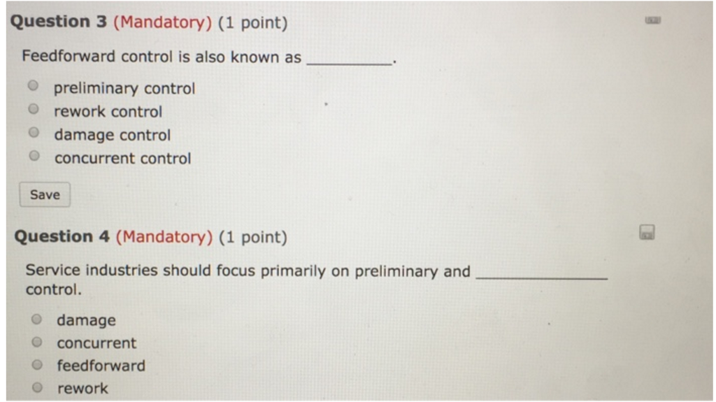 Solved Feedforward control is also known as _____ | Chegg.com