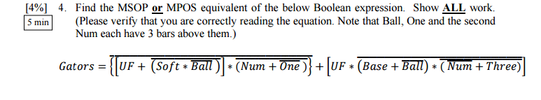 Solved Find the MSOP or MPOS equivalent of the below Boolean | Chegg.com