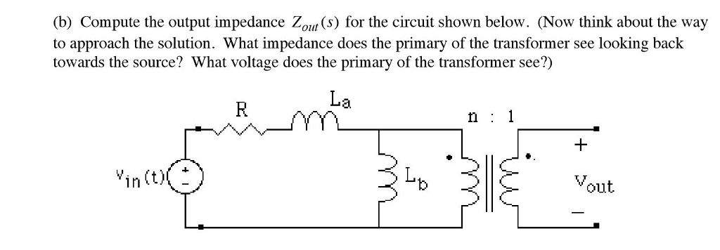 Solved (b) Compute the output impedance Z_out(s) for the | Chegg.com