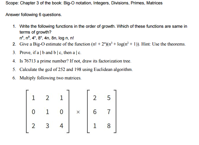Solved Scope: Chapter 3 of the book: Big-O notation, | Chegg.com