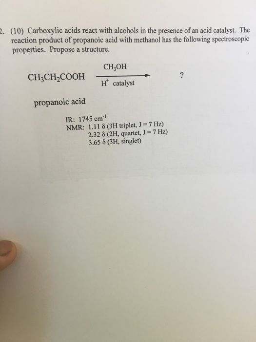 Solved Carboxylic acids react with alcohols in the presence | Chegg.com