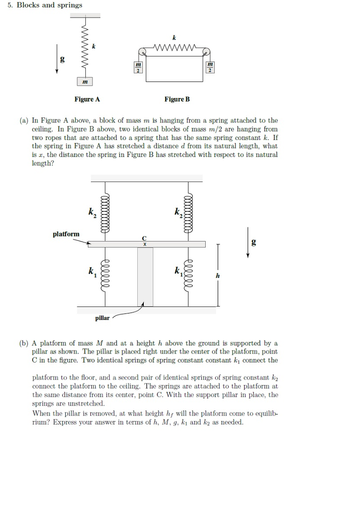 Solved 5. Blocks and springs in Figure A Figure B (a) In | Chegg.com
