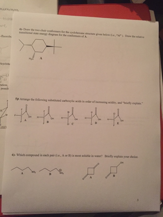 Solved Draw the two chair conformers for the cyclohexane | Chegg.com