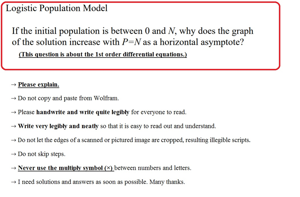 Solved Logistic Population Model If the initial population | Chegg.com