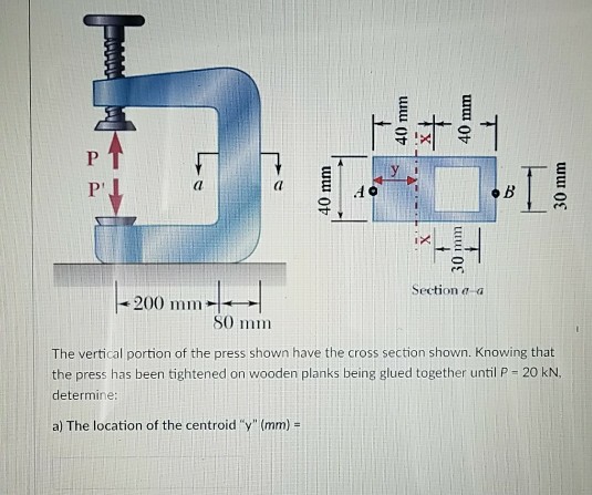 Solved P' 49 ? Section a-a 200 mm 80 mm The vertical portion | Chegg.com