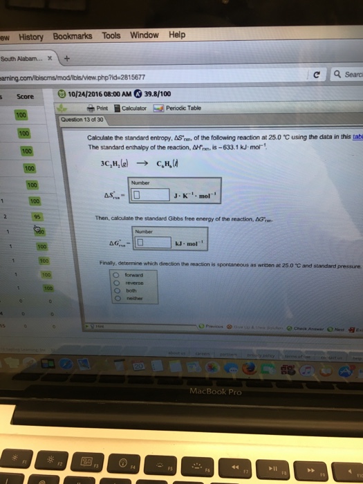 Solved calculate the standard entropy of the following | Chegg.com