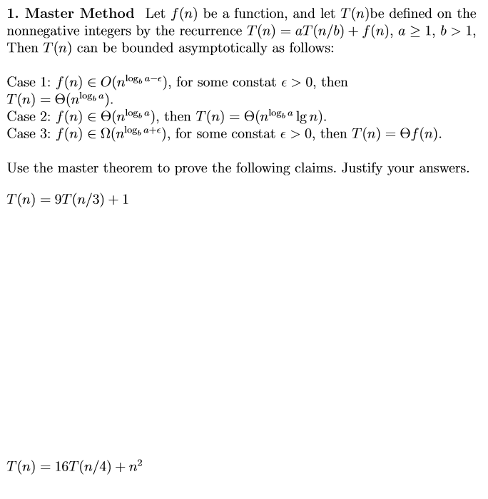 Solved Discrete Math / CS Question over Master Theorem / | Chegg.com