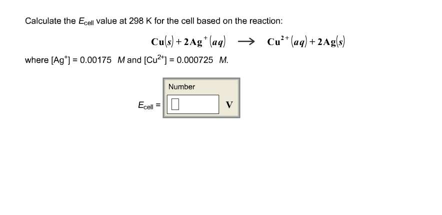Solved Calculate The Ecell Value At 298 K For The Cell Based