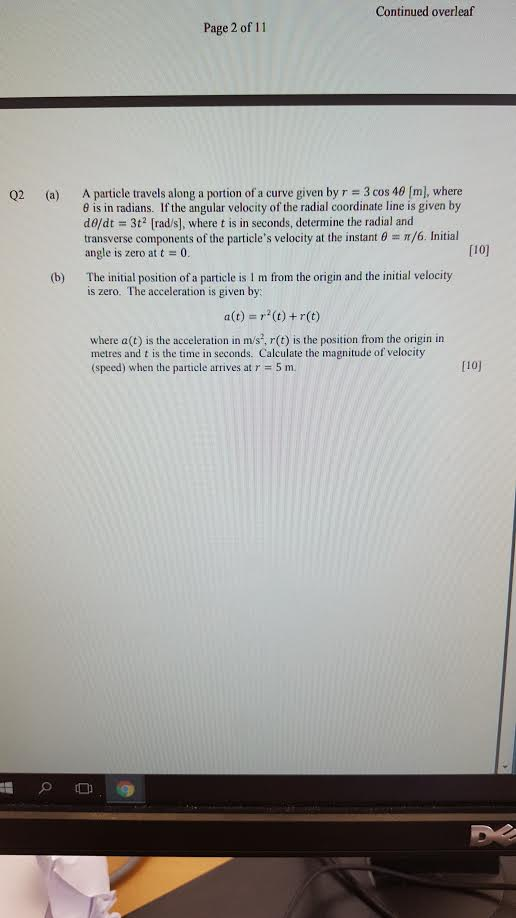 Solved Continued overleaf Page 2 of 11 Q2 (a) A particle | Chegg.com