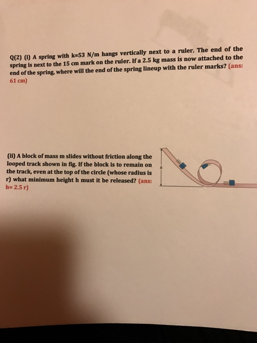 Solved A spring with k=53 N/m hangs vertically next to a | Chegg.com