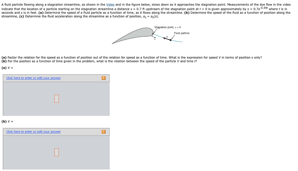 Solved A fluid particle flowing along a stagnation | Chegg.com